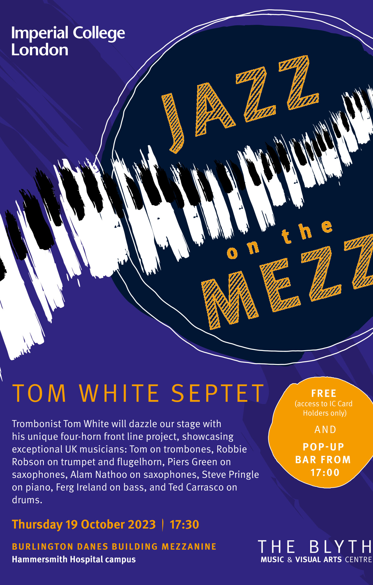 Jazz on the Mezz – Tom White Septet | Events | Imperial College London